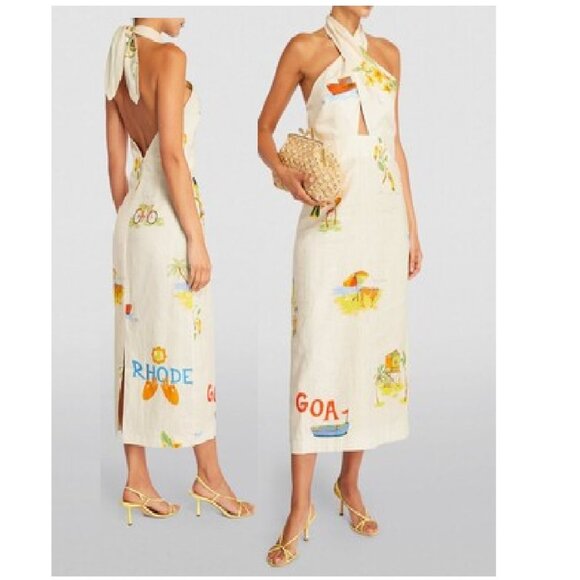 RHODE | Dresses | Nwt Rhode Paolo Sleeveless Halter Dress In Goa Party ...